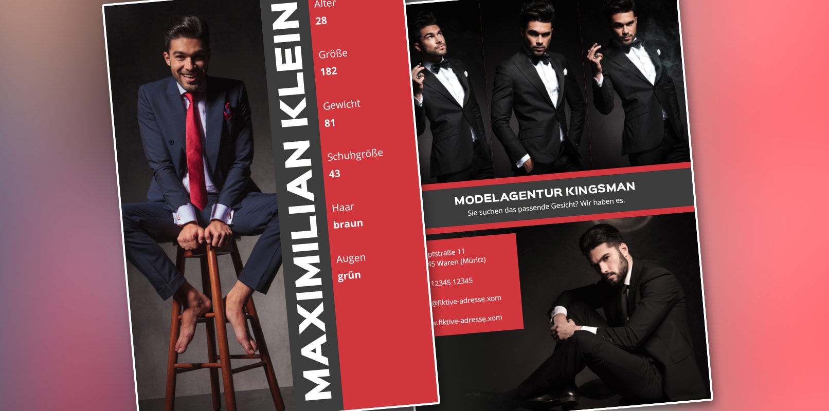 Model Sedcard erstellen: Vorlagen | Agentur, Fotograf