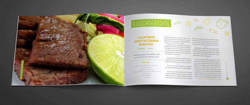 Kochbuch, Rezeptbuch Vorlage: Designs & Layouts für InDesign