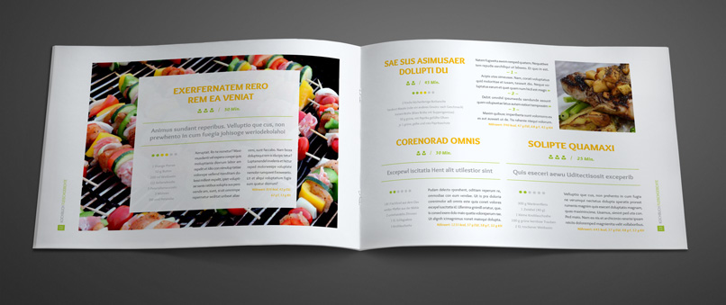 Kochbuch, Rezeptbuch Vorlage: Designs & Layouts für InDesign