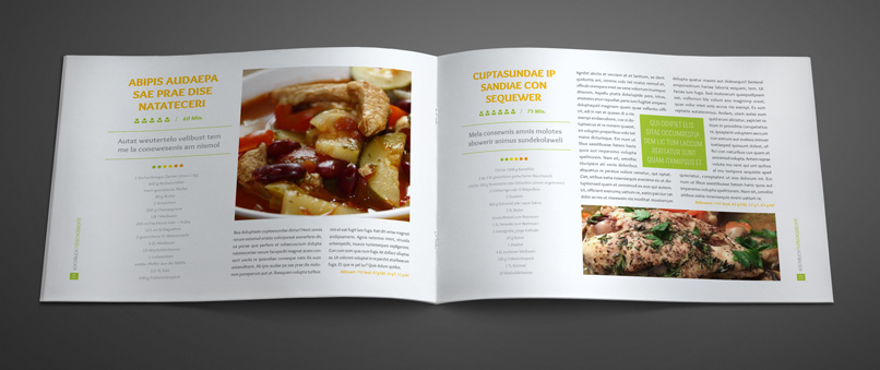 Kochbuch, Rezeptbuch Vorlage: Designs & Layouts für InDesign
