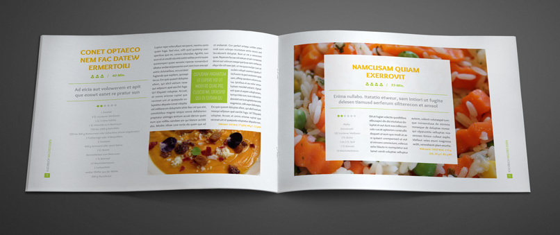 Kochbuch, Rezeptbuch Vorlage: Designs & Layouts für InDesign