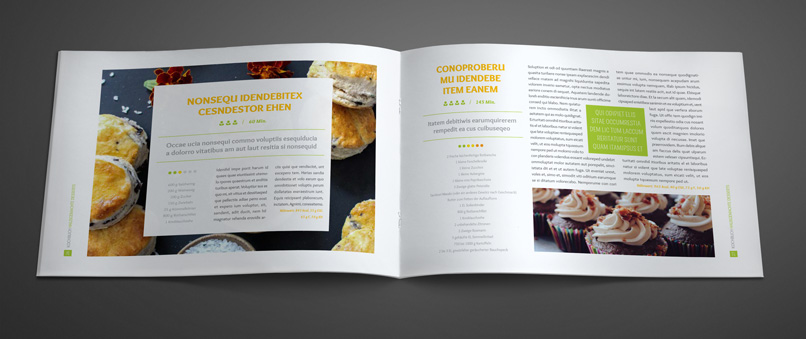 Kochbuch, Rezeptbuch Vorlage: Designs & Layouts für InDesign