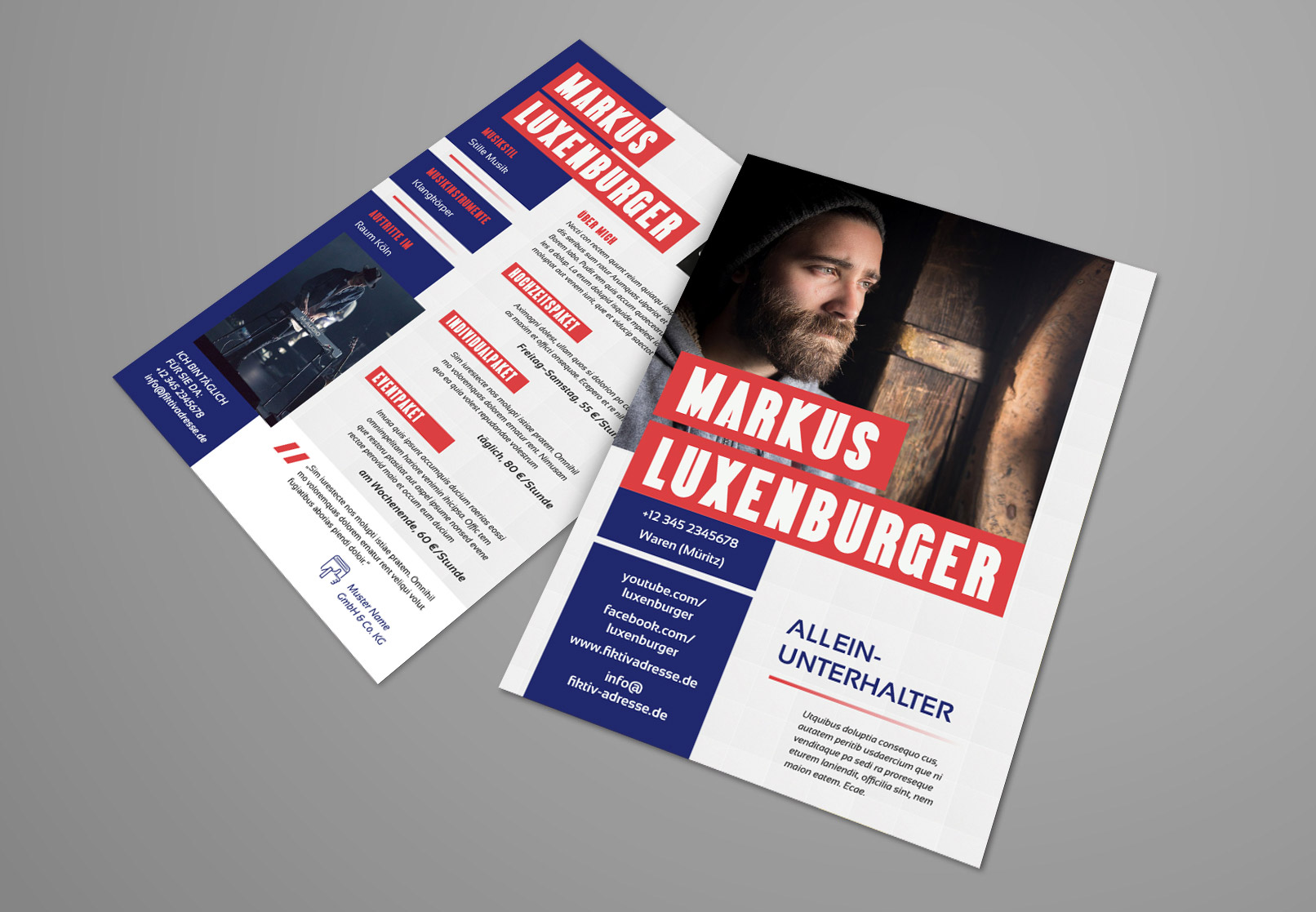 Vorlagen Alleinunterhalter: CD Cover, Flyer, Facebook-Titelbild