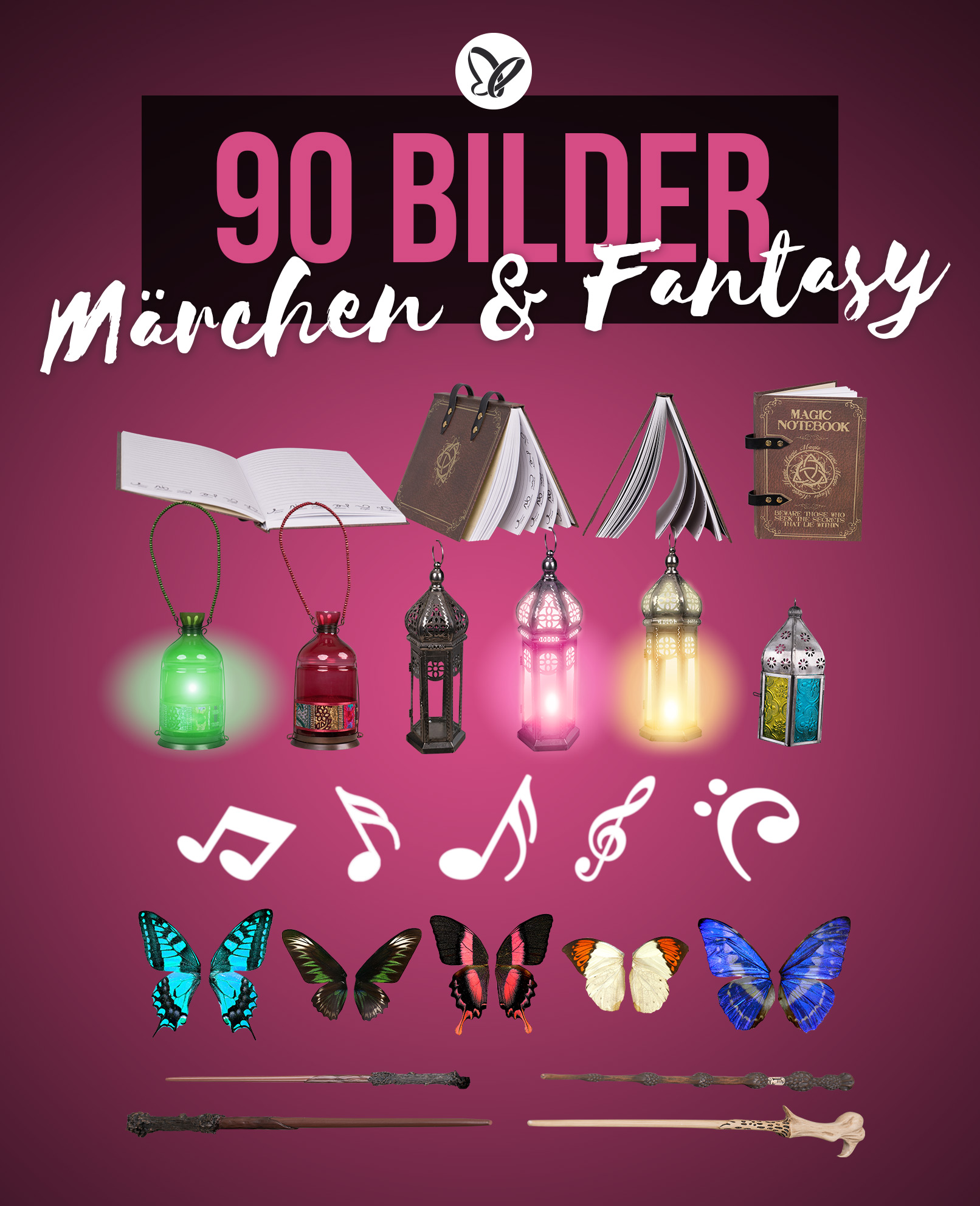 Bilder Märchen, Fantasy: Laternen, Zauberstäbe, Bücher