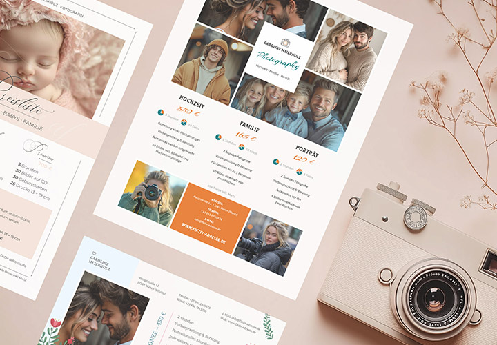 Fotoğrafçılar için fiyat listesi şablonları: Photoshop, Word