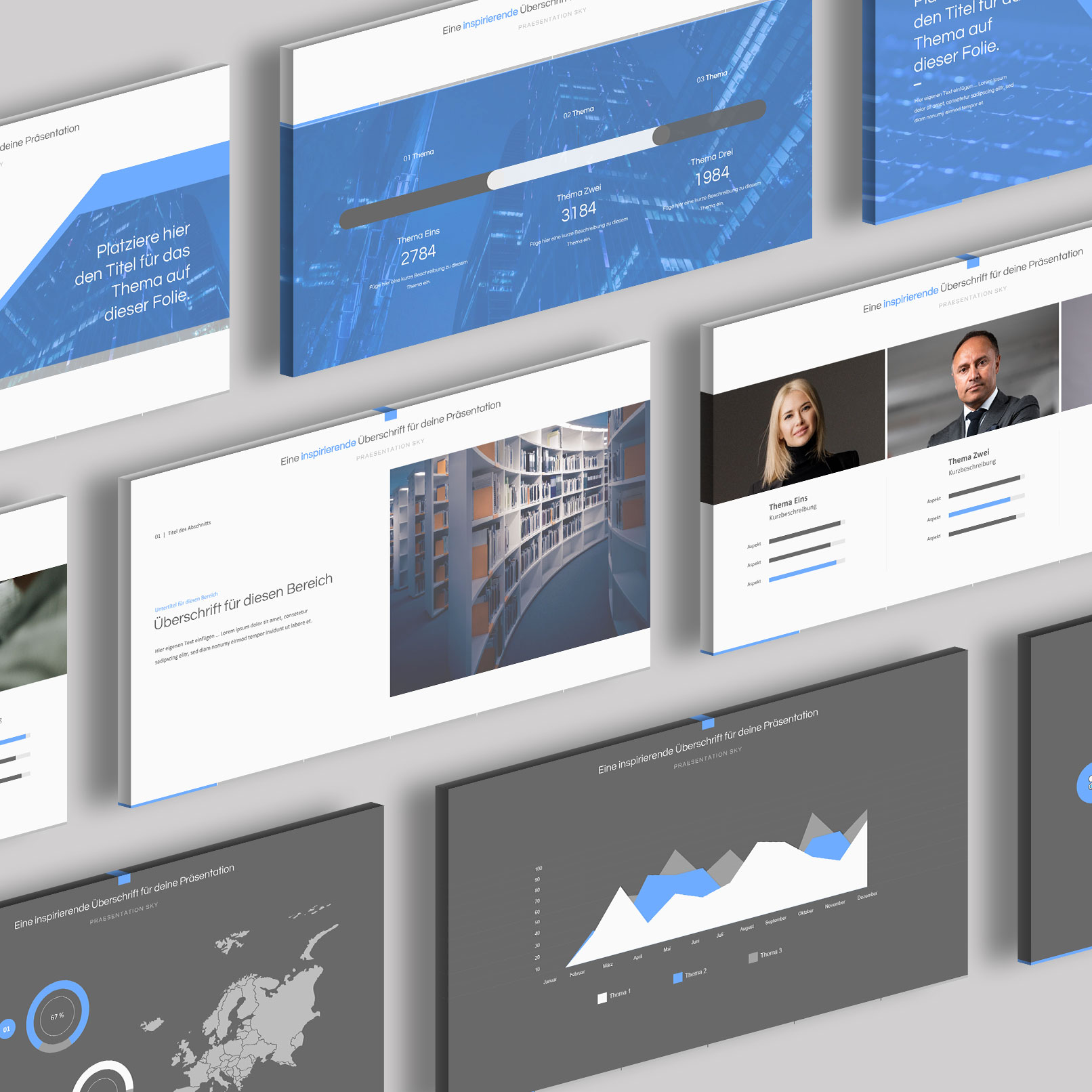 230 Layouts für Keynote-Präsentationen | Design „Sky“