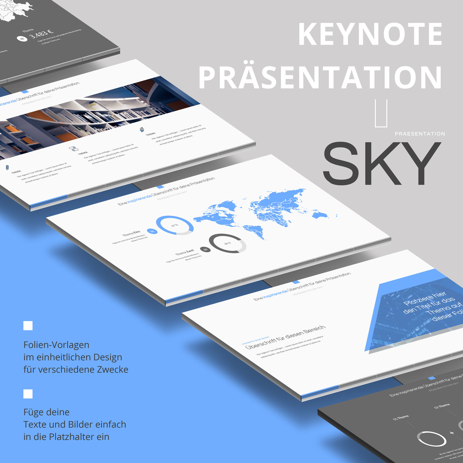 230 Layouts für Keynote-Präsentationen | Design „Sky“