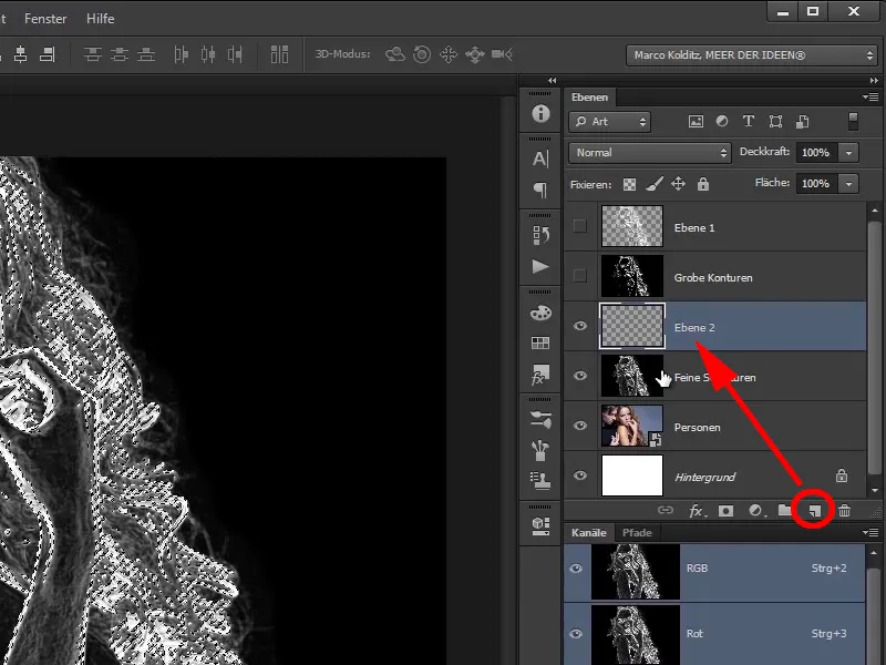 Photoshop composing fire & ice: creating contours