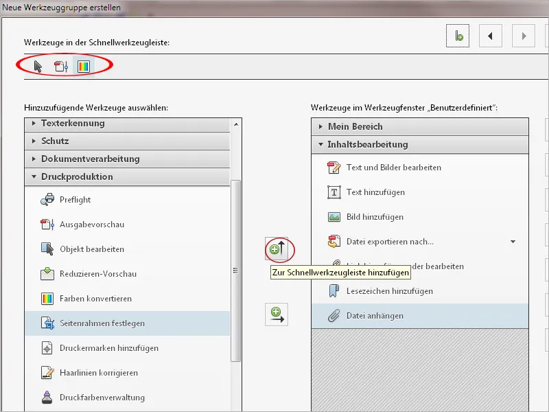 Customize workspace and quick tools