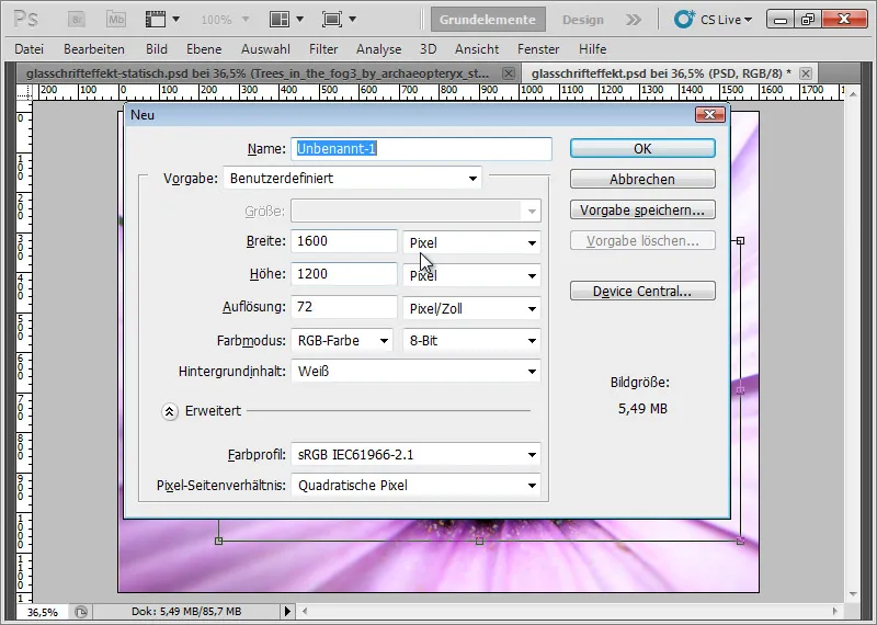 Create a glass effect for typography and layout in Photoshop