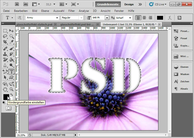 Skapa glaseffekt för typografi och layout i Photoshop