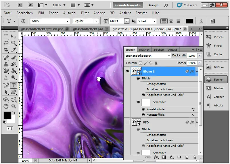Membuat efek kaca untuk tipografi dan tata letak di Photoshop