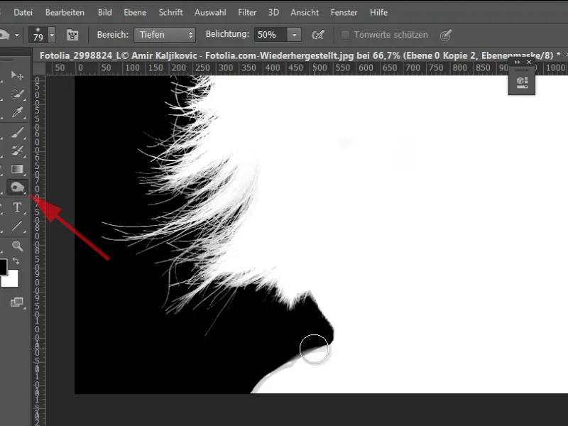 Recorte del pelo, equilibrado de las franjas de color