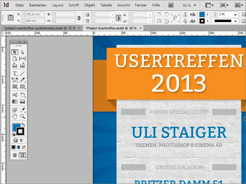 Poster design in InDesign: Create QR code, textures