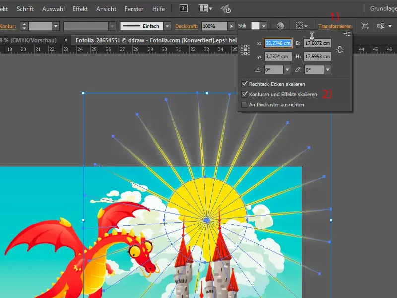 Adobe Illustrator : Mise à l'échelle des effets et des contours.