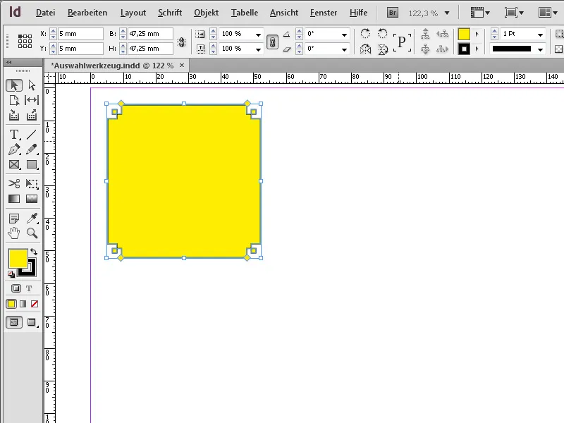 Use the selection tool in Adobe InDesign