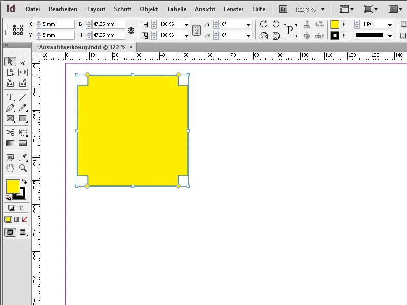 Use the selection tool in Adobe InDesign