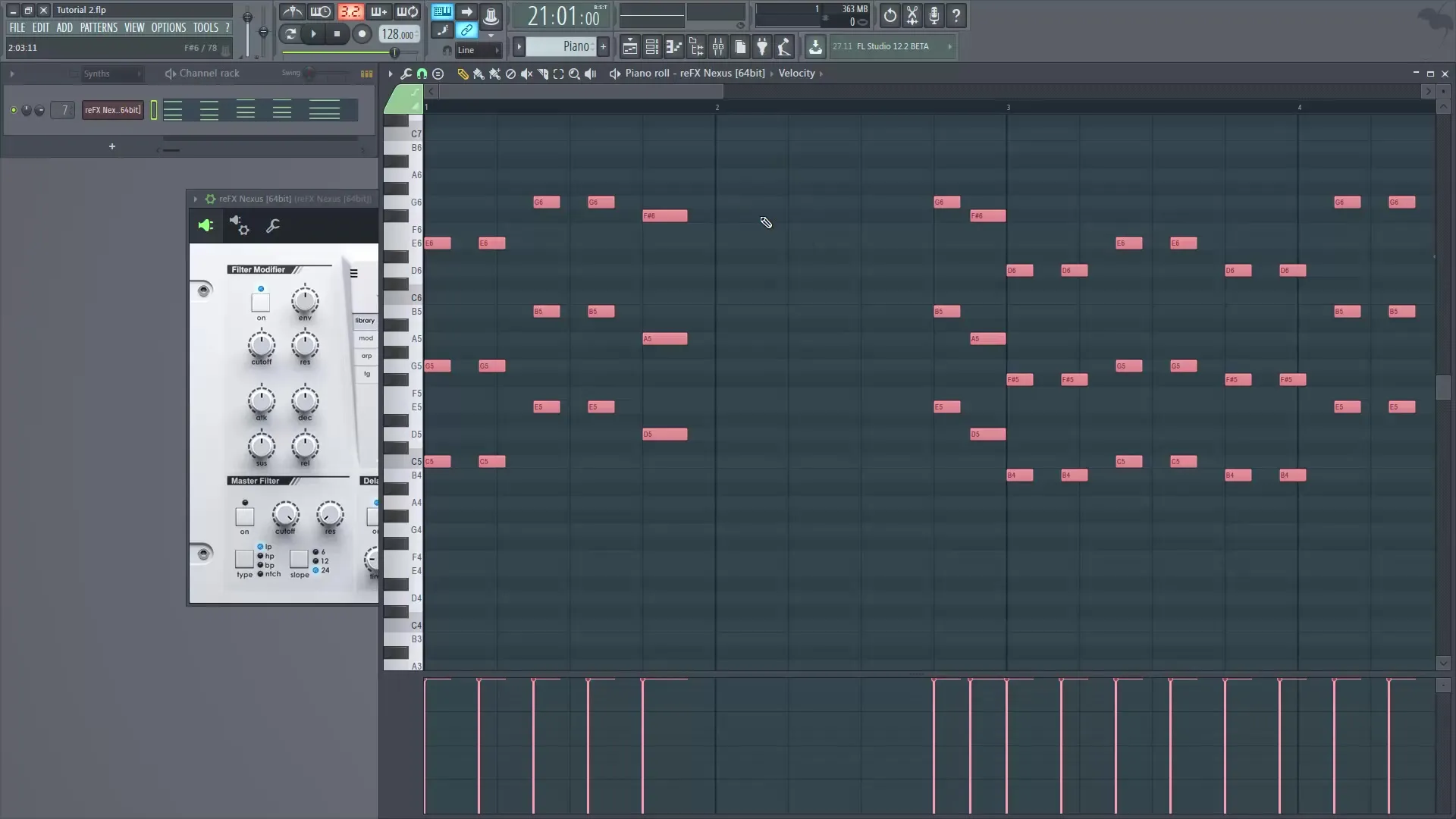 Creación de melodías en el Piano Roll para FL Studio