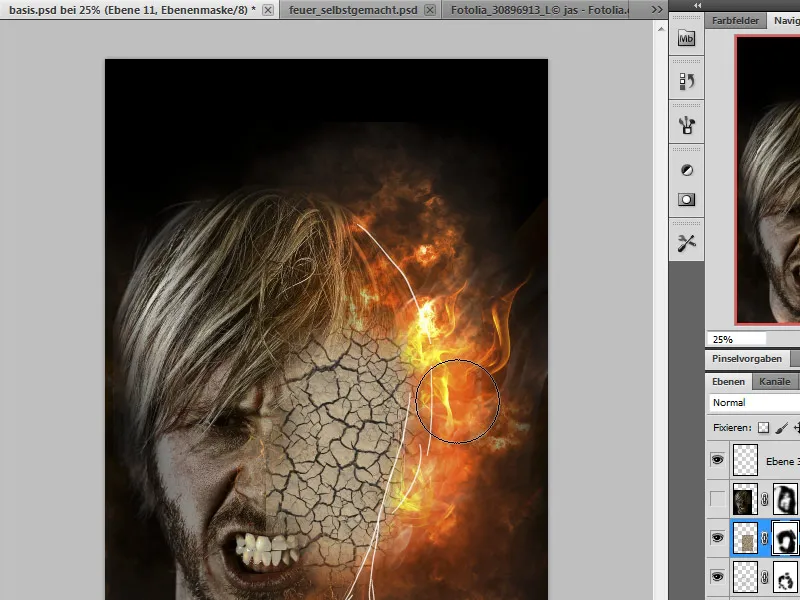 Membuat efek api pada wajah - Bagian 1 di Photoshop