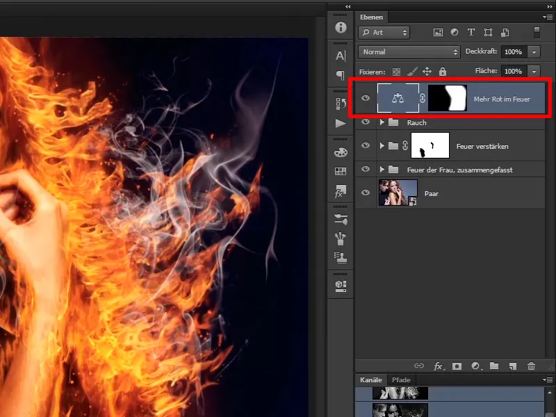 Photoshop composing fire & ice: smoke