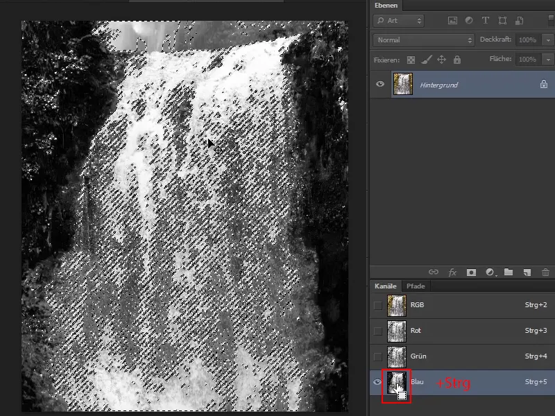 Photoshop composing oracle: cut out and place waterfall