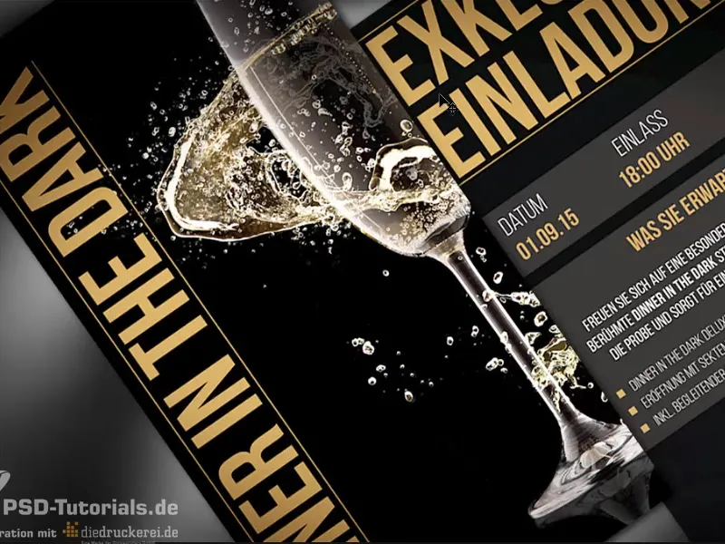 Carte invitation élégante DIN long, encre UV invisible (Partie 1)