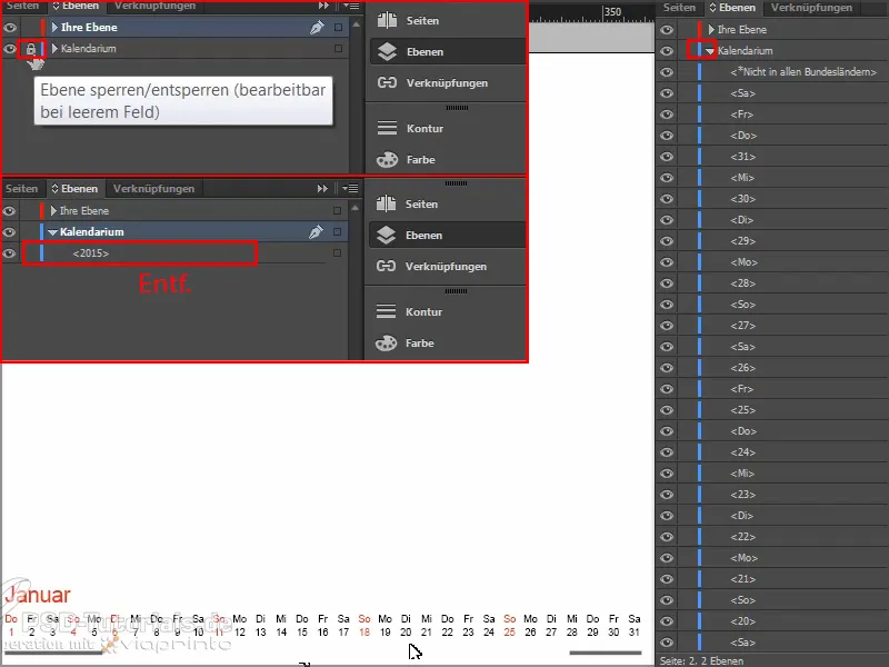 Merancang kalender dinding DIN-A3 di InDesign dan mencetaknya.