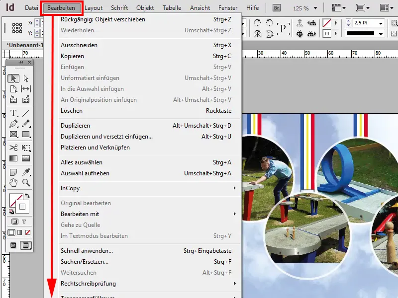 Adobe InDesign: Content selection tool/donut circle