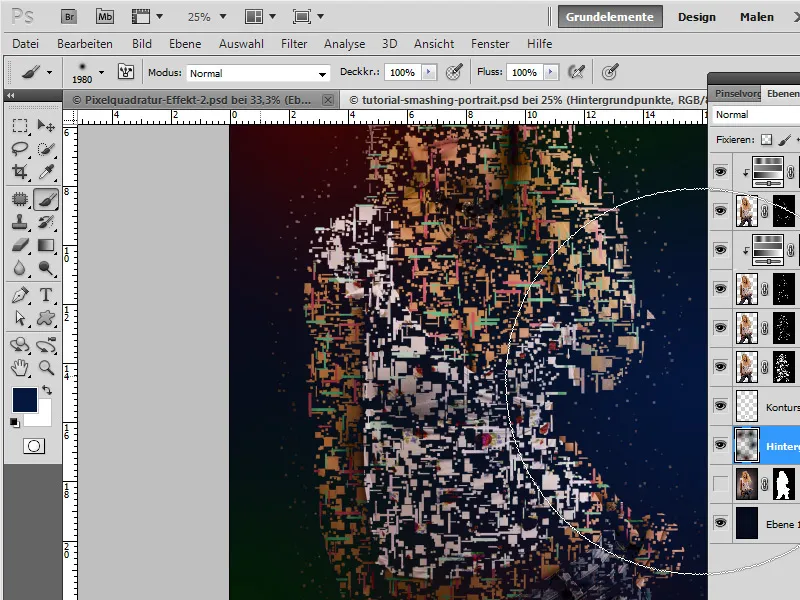 Crear un efecto de píxeles cuadrados en Photoshop - Retrato rompedor