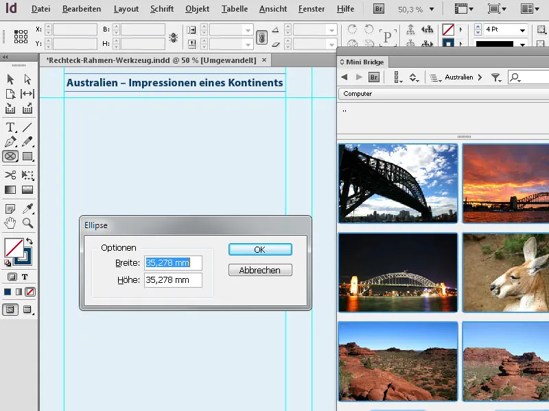 Use the placeholder frame tools in Adobe InDesign