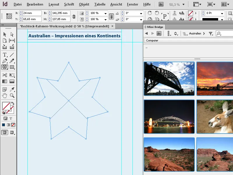 Use the placeholder frame tools in Adobe InDesign