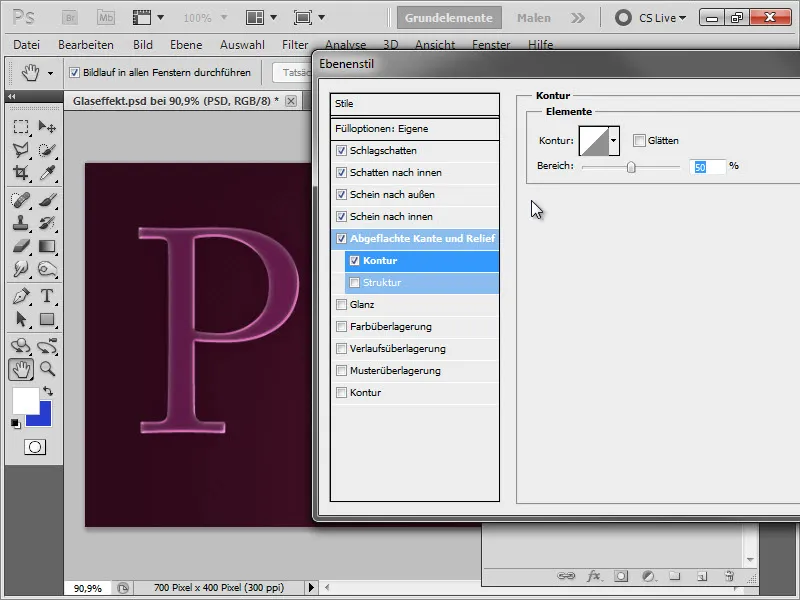 Create transparent glass text in Photoshop