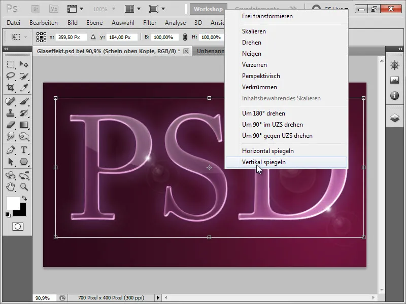 Create transparent glass text in Photoshop