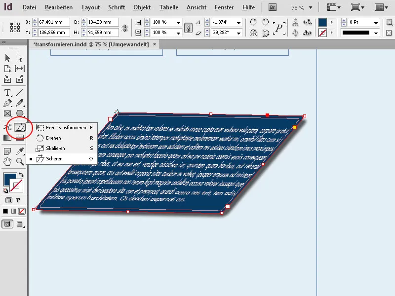 Using the Free Transform Tool in Adobe InDesign