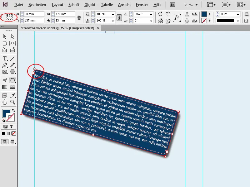Using the Free Transform Tool in Adobe InDesign