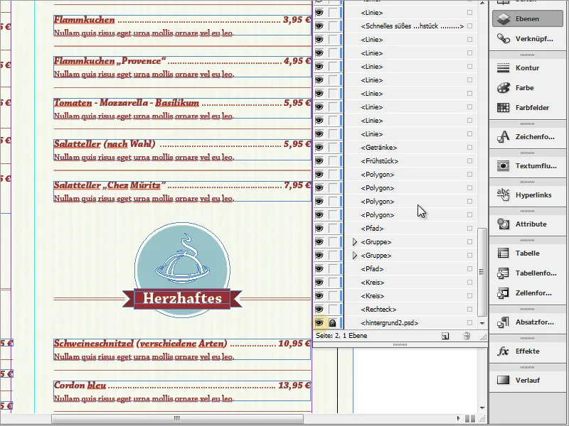 Designing a professional menu in Adobe InDesign - Part 4