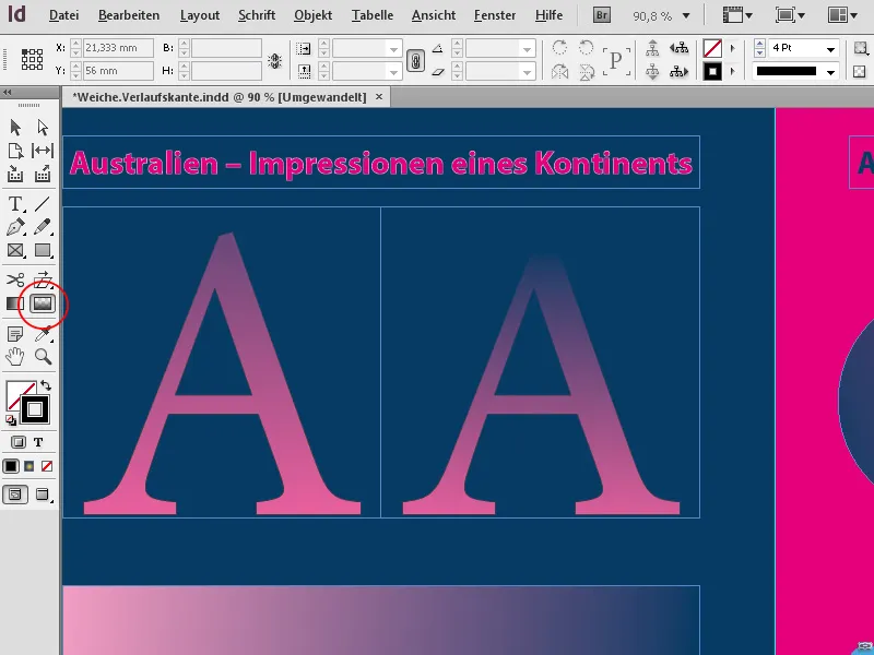 Utilizzare lo strumento di bordo graduale in Adobe InDesign