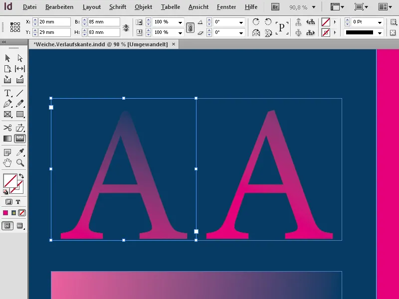 Používat nástroj pro přechodné hrany v programu Adobe InDesign