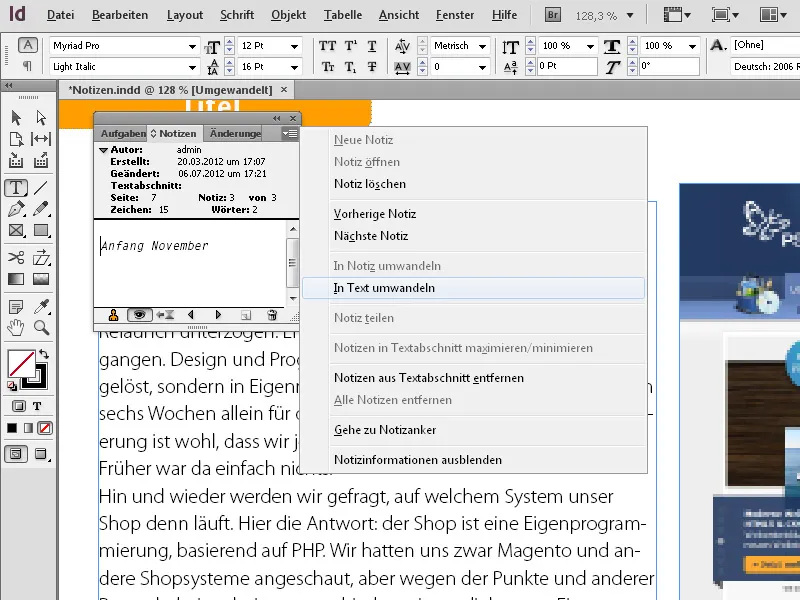Use the note tool in Adobe InDesign