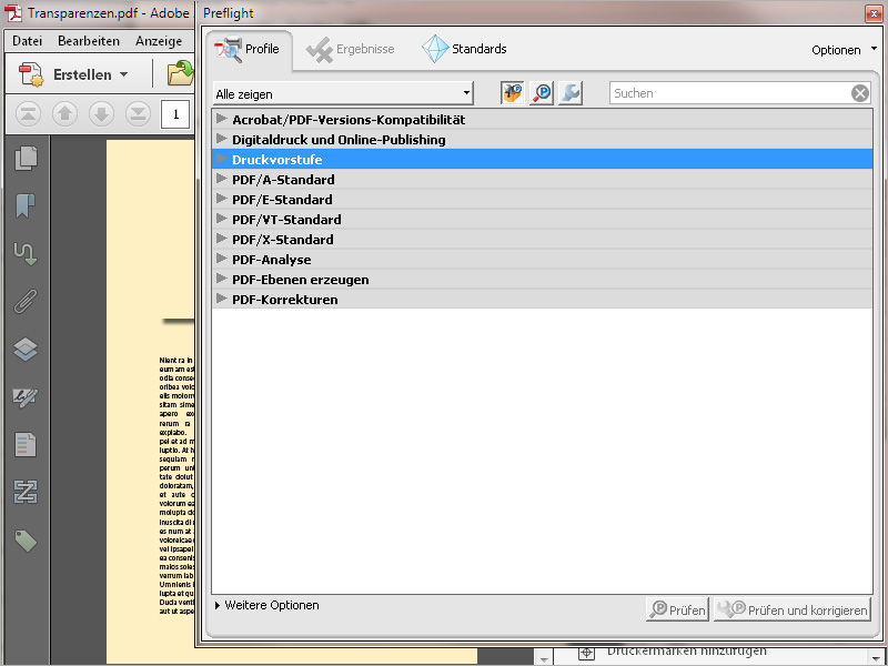 Preflight-Profile in Acrobat - Überblick