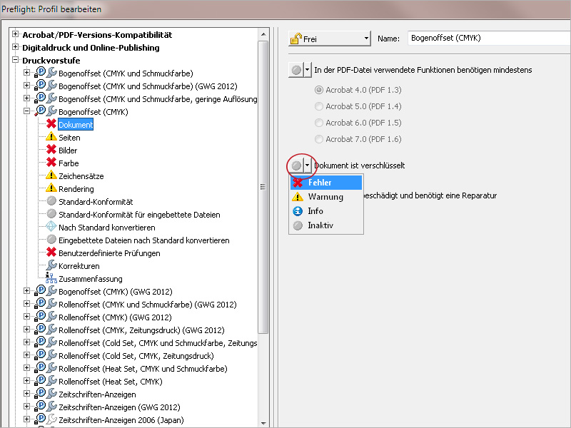 Preflight-Profile in Acrobat - Überblick