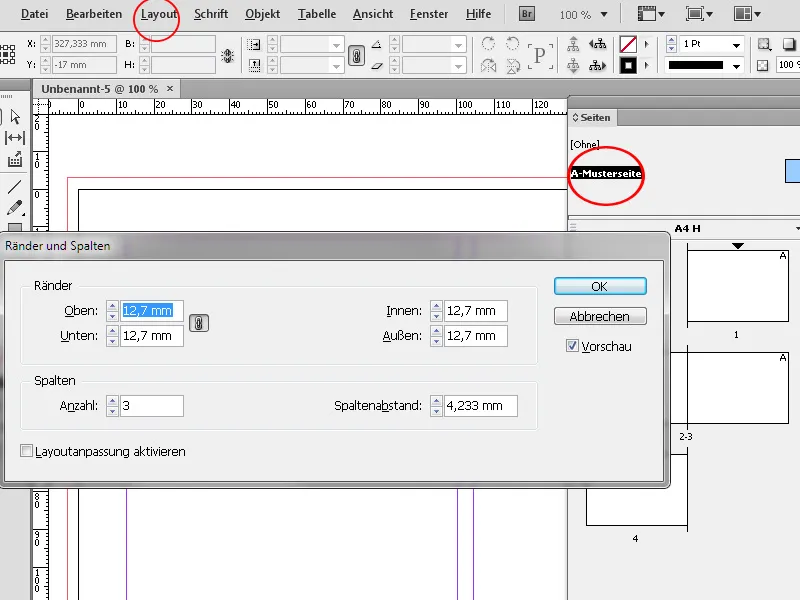Mengatur jendela tata letak di Adobe InDesign