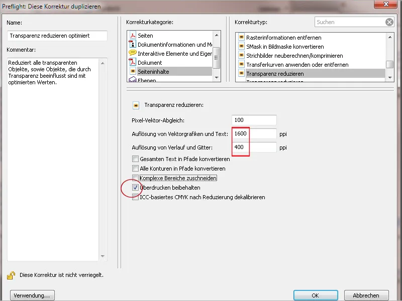 Define checking and correction rules in Acrobat