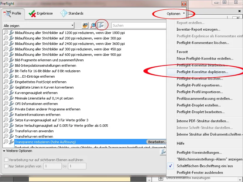 Define checking and correction rules in Acrobat