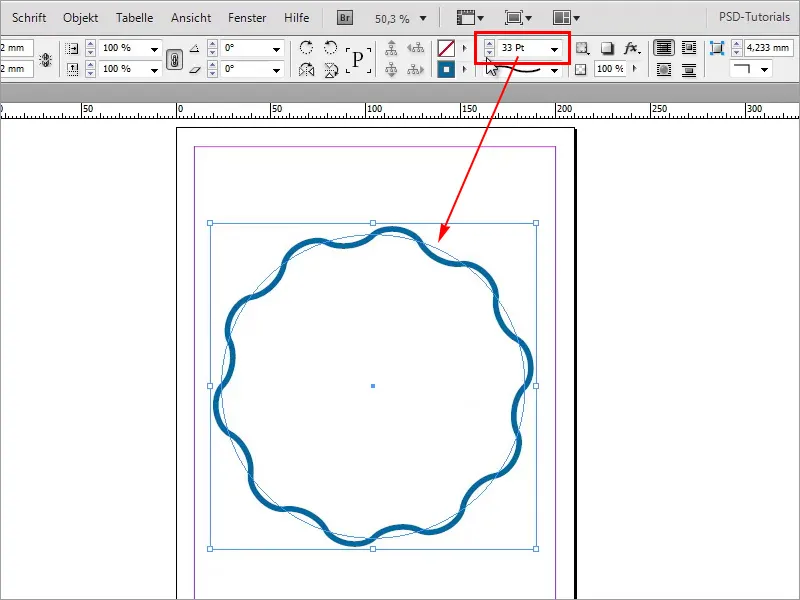 Adobe InDesign: Retain contour width for waveforms