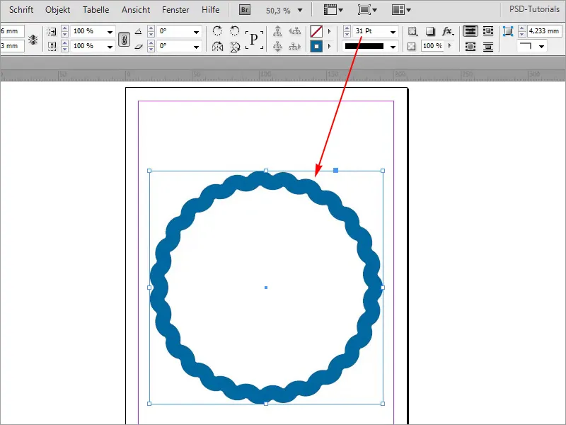 Adobe InDesign: Konturstärke bei Wellenform beibehalten