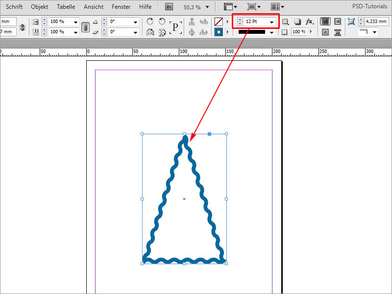 Adobe InDesign: Konturstärke bei Wellenform beibehalten