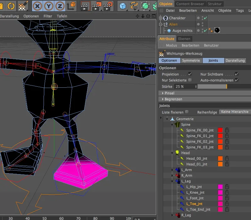 C4D Release 13 - Rigging an alien with character template