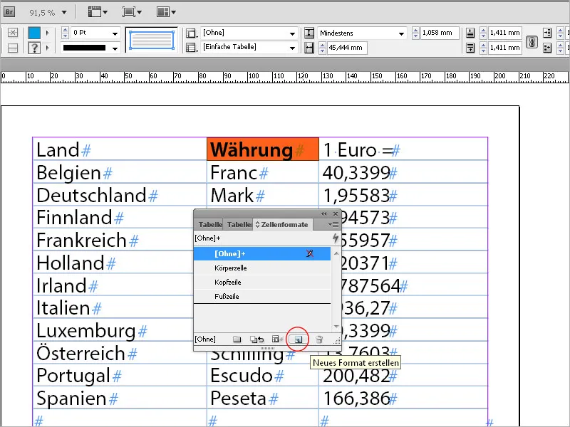 Using tabulators and tables in Adobe InDesign