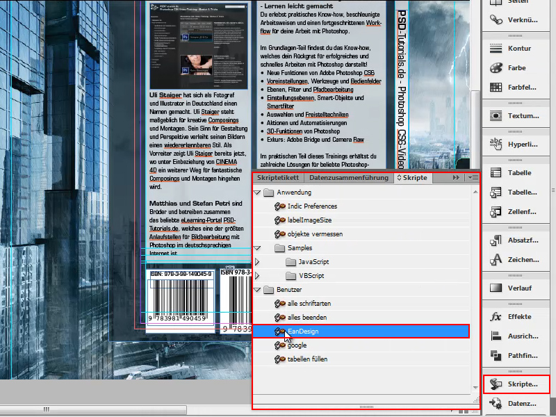 Adobe InDesign: EAN-/Barcode/Strichcode aus ISBN erstellen